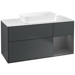 Villeroy & Boch Villeroy und Boch Finion Waschtischunterschrank G711GKHG 120x60,3x50,1cm, Regal rechts Anthracite matt, Midnight Blue Matt Lacquer