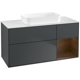 Villeroy & Boch Villeroy und Boch Finion Waschtischunterschrank G711GNHG 120x60,3x50,1cm, Regal rechts Walnut veneer, Midnight Blue Matt Lacquer