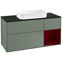 Villeroy & Boch Villeroy und Boch Finion Waschtischunterschrank F712HBGM 120x60,3x50,1cm, Regal rechts Peony, Olive Matt Lacquer