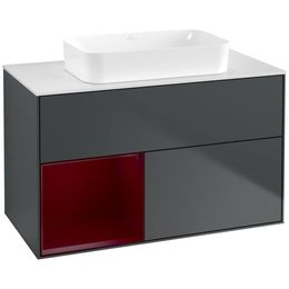 Villeroy & Boch Villeroy und Boch Finion Waschtischunterschrank F651HBHG 100x60,3x50,1cm, Regal links Peony, Midnight Blue Matt Lacquer
