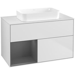 Villeroy & Boch Villeroy und Boch Finion Waschtischunterschrank F651GKMT 100x60,3x50,1cm, Regal links Anthracite matt, White matt lacquer