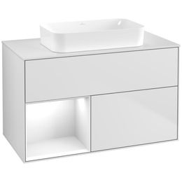 Villeroy & Boch Villeroy und Boch Finion Waschtischunterschrank F651GFMT 100x60,3x50,1cm, Regal links Glossy white lacquer, White matt lacquer
