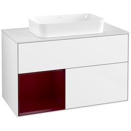 Villeroy & Boch Villeroy und Boch Finion Waschtischunterschrank F651HBGF 100x60,3x50,1cm, Regal links Peony, Glossy white lacquer