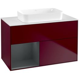 Villeroy & Boch Villeroy und Boch Finion Waschtischunterschrank F651HGHB 100x60,3x50,1cm, Regal links Midnight Blue Matt Lacquer, Peony Matt