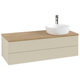 Villeroy & Boch Villeroy und Boch Antao Waschtisch-Unterschrank K23051HJ 120x36x50cm, Hahnloch, Waschbeckenplattenfarbe honey oak, silk grey matt lacquer