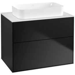 Villeroy & Boch Villeroy und Boch Finion Waschtischunterschrank G63100PD 80x60,3x50,1mm, Wandbeleuchtung, Glass White Matt, Black matt lacquer