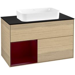 Villeroy & Boch Villeroy und Boch Finion Waschtischunterschrank F652HBPC 100x60,3x50,1cm, Regal links Peony, Oak Veneer