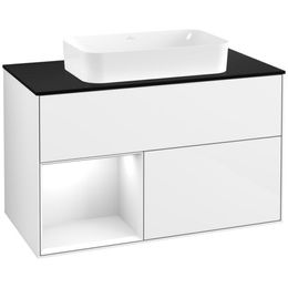 Villeroy & Boch Villeroy und Boch Finion Waschtischunterschrank F652GFGF 100x60,3x50,1cm, Regal links Glossy white lacquer, Glossy white lacquer