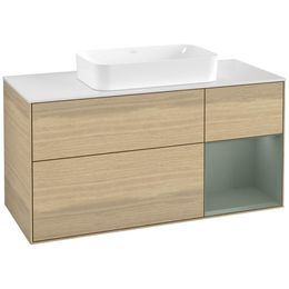 Villeroy & Boch Villeroy und Boch Finion Waschtischunterschrank F711GMPC 120x60,3x50,1cm, Regal rechts Olive Matt Lacquer, Oak Veneer