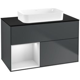 Villeroy & Boch Villeroy und Boch Finion Waschtischunterschrank F652MTHG 100x60,3x50,1cm, Regal links White matt lacquer, Midnight Blue Matt Lacquer