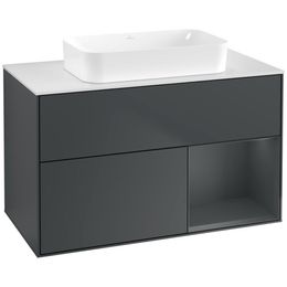 Villeroy & Boch Villeroy und Boch Finion Waschtischunterschrank F661HGHG 100x60,3x50,1cm, Regal rechts Midnight Blue Matt Lacquer, Midnight Blue Matt Lacquer