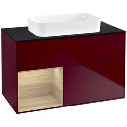 Villeroy & Boch Villeroy und Boch Finion Waschtischunterschrank F652PCHB 100x60,3x50,1cm, Regal links Oak Veneer, Peony Matt