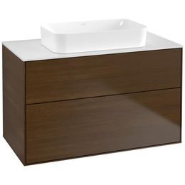 Villeroy & Boch Villeroy und Boch Finion Waschtischunterschrank F64100GN 100x60,3x50,1mm, Glass White Matt, Walnut veneer
