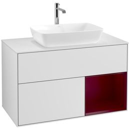 Villeroy & Boch Villeroy und Boch Finion Waschtischunterschrank F781HBMT 100cm, Abdeckplatte white matt, Regale Peony matt lacquer, White matt lacquer