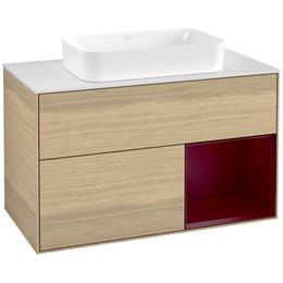 Villeroy & Boch Villeroy und Boch Finion Waschtischunterschrank F661HBPC 100x60,3x50,1cm, Regal rechts Peony, Oak Veneer
