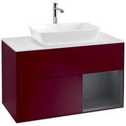 Villeroy & Boch Villeroy und Boch Finion Waschtischunterschrank F781HGHB 100cm, Abdeckplatte white matt, Regale Midnight matt lacquer, Peony Matt