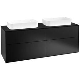 Villeroy & Boch Villeroy und Boch Finion Waschtischunterschrank F72200PD 160x60,3x50,1cm, Glass Black Matt, Black matt lacquer