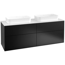 Villeroy & Boch Villeroy und Boch Finion Waschtischunterschrank F72100PD 160x60,3x50,1cm, Glass White Matt, Black matt lacquer