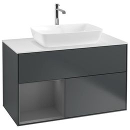 Villeroy & Boch Villeroy und Boch Finion Waschtischunterschrank G771GKHG 100cm, Abdeckplatte white matt, Emotion, Regale Anthracite matt lacquer, Midnight Blue Matt Lacquer