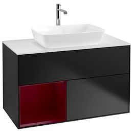 Villeroy & Boch Villeroy und Boch Finion Waschtischunterschrank G771HBPD 100cm, Abdeckplatte white matt, Emotion, Regale Peony matt lacquer, Black matt lacquer