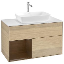 Villeroy & Boch Villeroy und Boch Finion Waschtischunterschrank G771GNPC 100cm, Abdeckplatte white matt, Emotion, Regale Walnut Veneer, Oak Veneer
