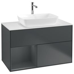 Villeroy & Boch Villeroy und Boch Finion Waschtischunterschrank G771HGHG 100cm, Abdeckplatte white matt, Emotion, Regale Midnight matt lacquer, Midnight Blue Matt Lacquer