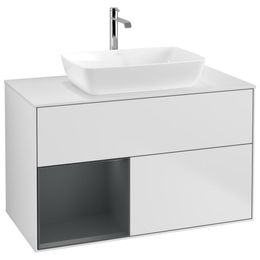 Villeroy & Boch Villeroy und Boch Finion Waschtischunterschrank G771HGMT 100cm, Abdeckplatte white matt, Emotion, Regale Midnight matt lacquer, White matt lacquer