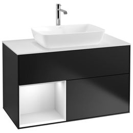 Villeroy & Boch Villeroy und Boch Finion Waschtischunterschrank G771MTPD 100cm, Abdeckplatte white matt, Emotion, Regale White matt lacquer, Black matt lacquer