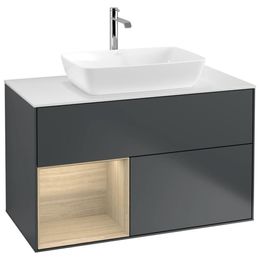 Villeroy & Boch Villeroy und Boch Finion Waschtischunterschrank G771PCHG 100cm, Abdeckplatte white matt, Emotion, Regale Oak Veneer, Midnight Blue Matt Lacquer