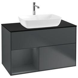 Villeroy & Boch Villeroy und Boch Finion Waschtischunterschrank G772HGHG 100cm, Abdeckplatte black matt, Emotion, Regale Midnight matt lacquer, Midnight Blue Matt Lacquer