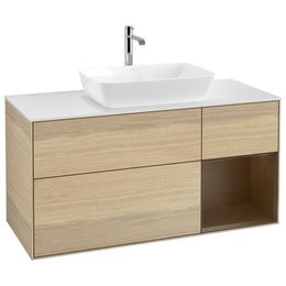 Villeroy & Boch Villeroy und Boch Finion Waschtischunterschrank G831GNPC 120cm, Abdeckplatte white matt, Emotion, Regale Walnut Veneer, Oak Veneer