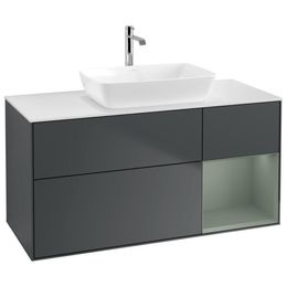 Villeroy & Boch Villeroy und Boch Finion Waschtischunterschrank G831GMHG 120cm, Abdeckplatte white matt, Emotion, Regale Olive matt lacquer, Midnight Blue Matt Lacquer