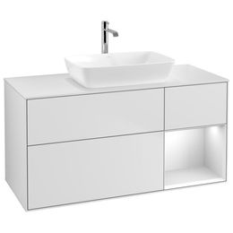 Villeroy & Boch Villeroy und Boch Finion Waschtischunterschrank G831MTMT 120cm, Abdeckplatte white matt, Emotion, Regale White matt lacquer, White matt lacquer