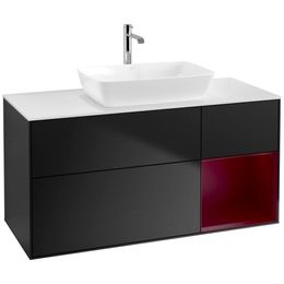 Villeroy & Boch Villeroy und Boch Finion Waschtischunterschrank F831HBPD 120cm, Abdeckplatte white matt, Regale Peony matt lacquer, Black matt lacquer