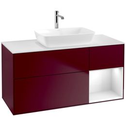 Villeroy & Boch Villeroy und Boch Finion Waschtischunterschrank F831GFHB 120cm, Abdeckplatte white matt, Regale Glossy white lacquer, Peony Matt