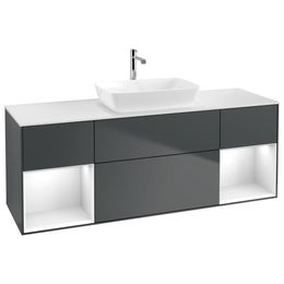 Villeroy & Boch Villeroy und Boch Finion Waschtischunterschrank F861GFHG 160cm, Abdeckplatte white matt, Regale Glossy white lacquer, Midnight Blue Matt Lacquer