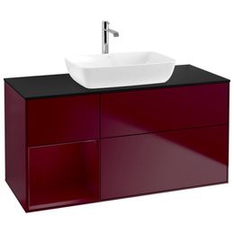 Villeroy & Boch Villeroy und Boch Finion Waschtischunterschrank G822HBHB 120cm, Abdeckplatte black matt, Emotion, Regale Peony matt lacquer, Peony Matt