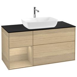 Villeroy & Boch Villeroy und Boch Finion Waschtischunterschrank G822PCPC 120cm, Abdeckplatte black matt, Emotion, Regale Oak Veneer, Oak Veneer