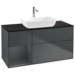 Villeroy & Boch Villeroy und Boch Finion Waschtischunterschrank G822HGHG 120cm, Abdeckplatte black matt, Emotion, Regale Midnight matt lacquer, Midnight Blue Matt Lacquer