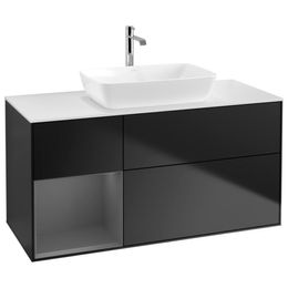Villeroy & Boch Villeroy und Boch Finion Waschtischunterschrank G821GKPD 120cm, Abdeckplatte white matt, Emotion, Regale Anthracite matt lacquer, Black matt lacquer