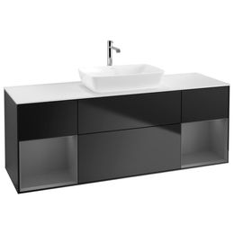 Villeroy & Boch Villeroy und Boch Finion Waschtischunterschrank G861GKPD 160cm, Abdeckplatte white matt, Emotion, Regale Anthracite matt lacquer, Black matt lacquer