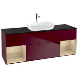 Villeroy & Boch Villeroy und Boch Finion Waschtischunterschrank G862PCHB 160cm, Abdeckplatte black matt, Emotion, Regale Oak Veneer, Peony Matt