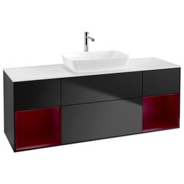 Villeroy & Boch Villeroy und Boch Finion Waschtischunterschrank G861HBPD 160cm, Abdeckplatte white matt, Emotion, Regale Peony matt lacquer, Black matt lacquer