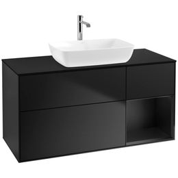 Villeroy & Boch Villeroy und Boch Finion Waschtischunterschrank F832PDPD 120cm, Abdeckplatte black matt, Regale Black matt lacquer, Black matt lacquer