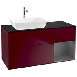 Villeroy & Boch Villeroy und Boch Finion Waschtischunterschrank G812GKHB 120cm, Abdeckplatte black matt, Emotion, Regale Anthracite matt lacquer, Peony Matt