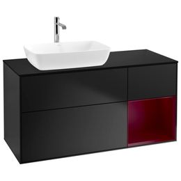 Villeroy & Boch Villeroy und Boch Finion Waschtischunterschrank G812HBPD 120cm, Abdeckplatte black matt, Emotion, Regale Peony matt lacquer, Black matt lacquer