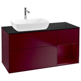 Villeroy & Boch Villeroy und Boch Finion Waschtischunterschrank G812HBHB 120cm, Abdeckplatte black matt, Emotion, Regale Peony matt lacquer, Peony Matt