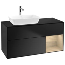 Villeroy & Boch Villeroy und Boch Finion Waschtischunterschrank G812PCPD 120cm, Abdeckplatte black matt, Emotion, Regale Oak Veneer, Black matt lacquer