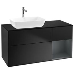 Villeroy & Boch Villeroy und Boch Finion Waschtischunterschrank G812HGPD 120cm, Abdeckplatte black matt, Emotion, Regale Midnight matt lacquer, Black matt lacquer