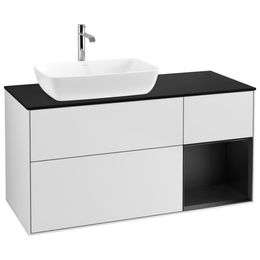 Villeroy & Boch Villeroy und Boch Finion Waschtischunterschrank G812PDMT 120cm, Abdeckplatte black matt, Emotion, Regale Black matt lacquer, White matt lacquer